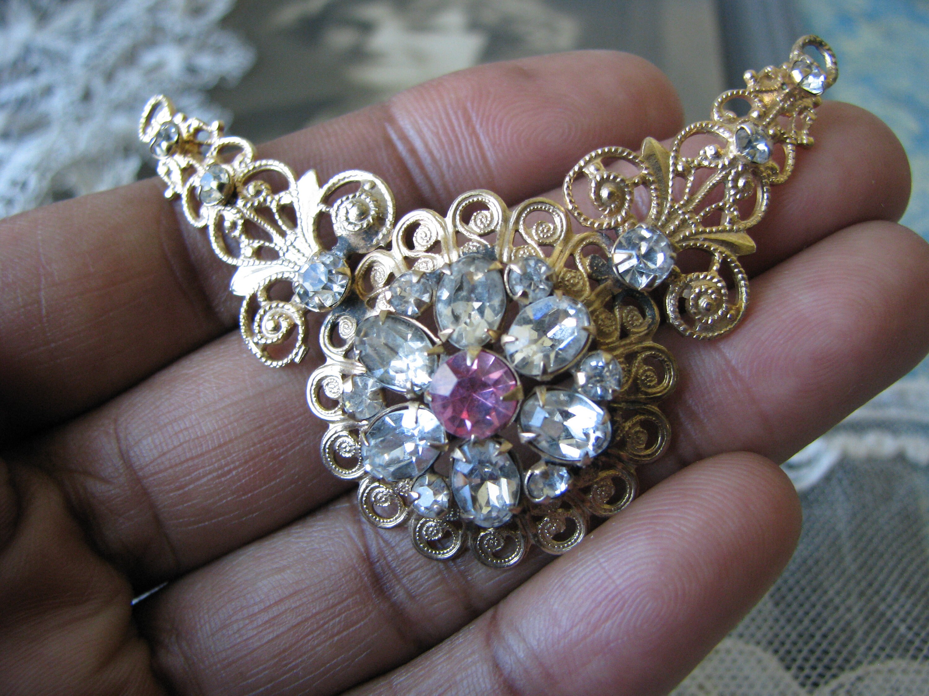 Art Deco Paste Pendant Art Deco Pendant Art Deco Filigree | Etsy