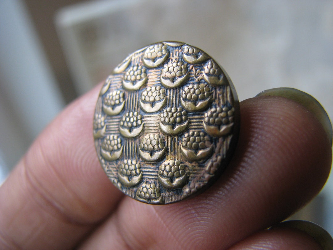 Antique French Brass Button, Geometric Floral, 5/8" - Etsy
