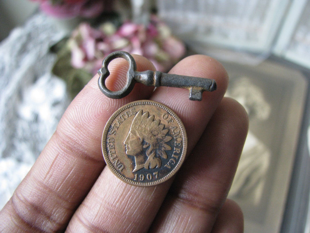 Miniature Key, Tiny Antique Key, Antique Heart Shaped Key, Antique ...
