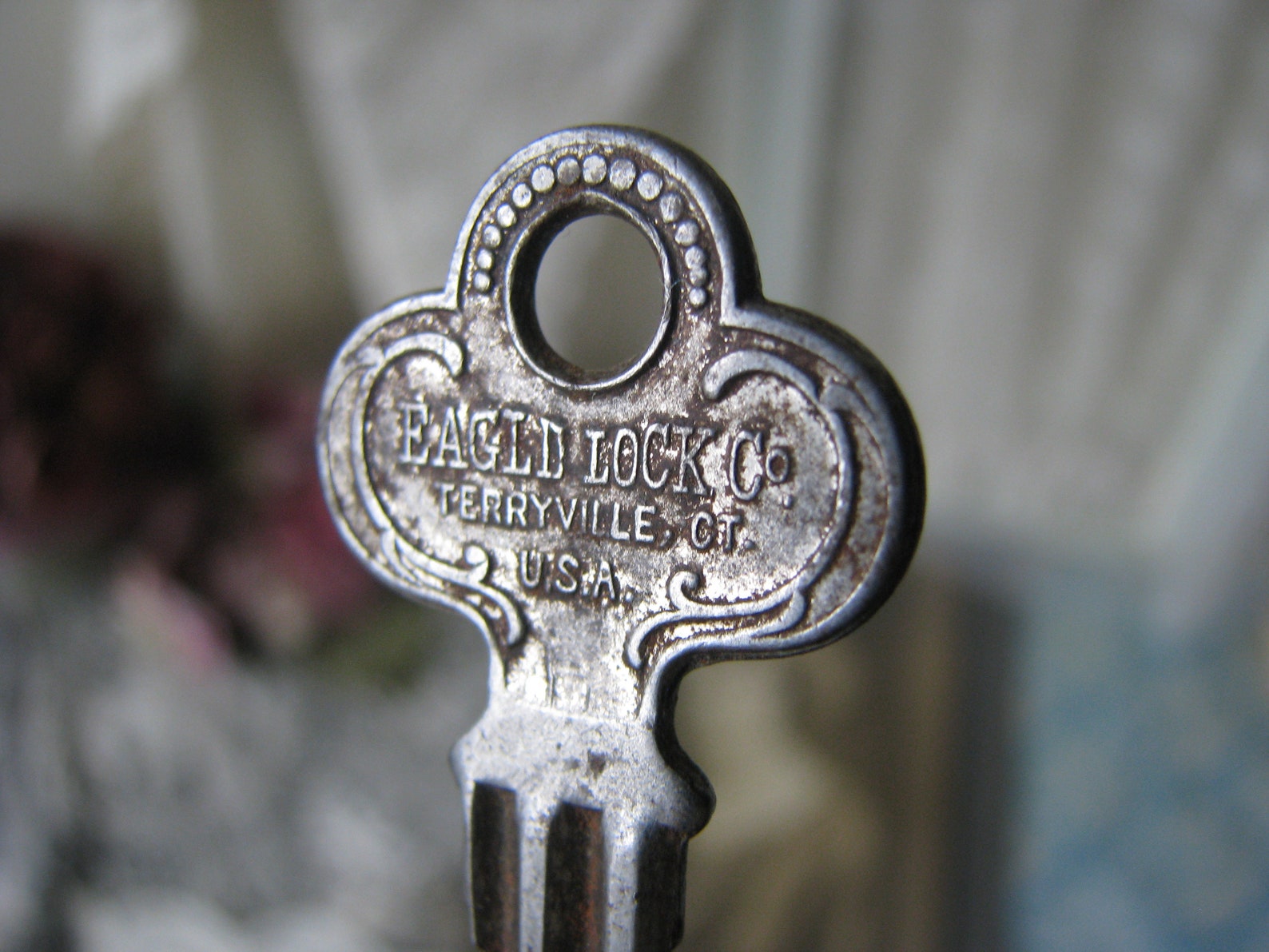 Antique Flat Key Eagle Lock Co. Flat Brass Key Antique Pin | Etsy