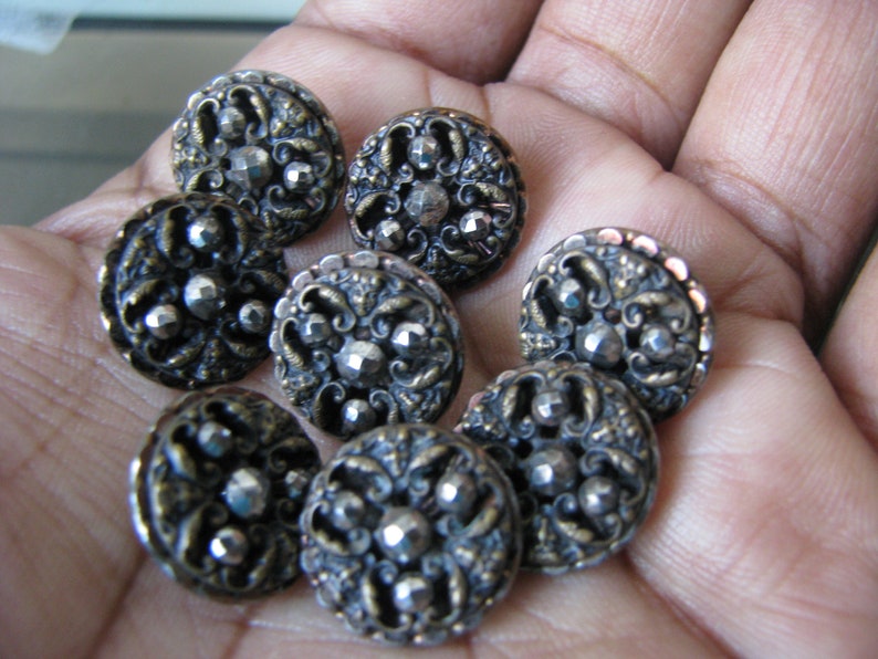 Victorian Cut Steel Gargoyle Buttons, Antique Sewing Notions (set of 8 ...