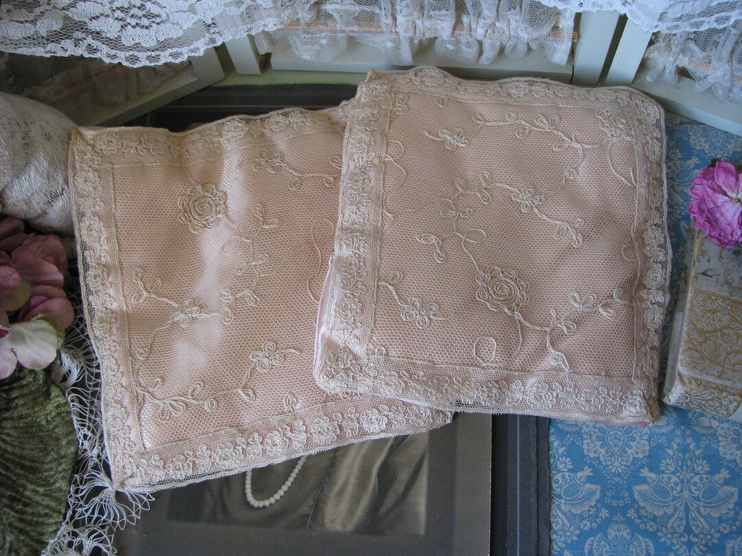 Antique Lace Sachet Pillows, Pink Satin, Bridal Wedding Gifts - Etsy