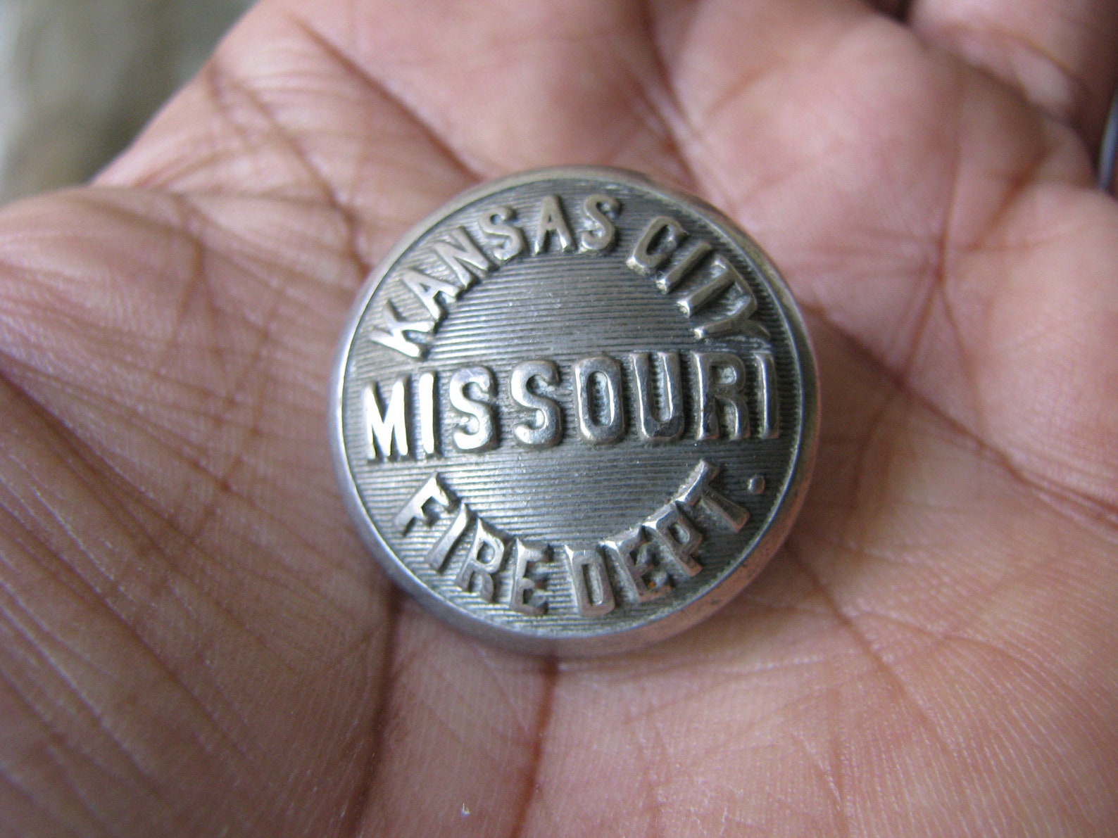 Antique Fire Department Button, Kansas City Fire Department, Charles A ...