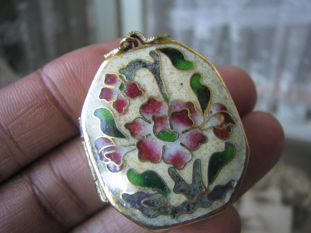 Antique Cloisonne Locket, Cloisonne Box Locket, Chinese Export Locket ...