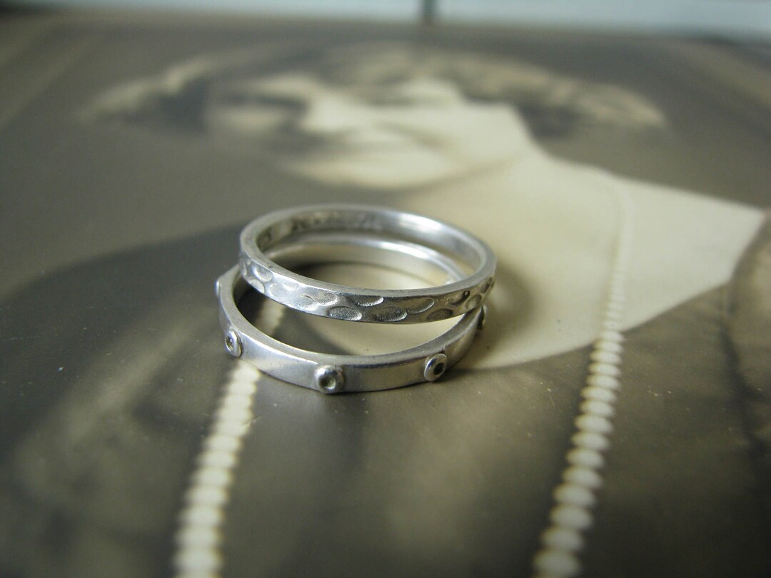 2 Sterling Silver Indonesian Textured Patterned Stacking Band Rings ...