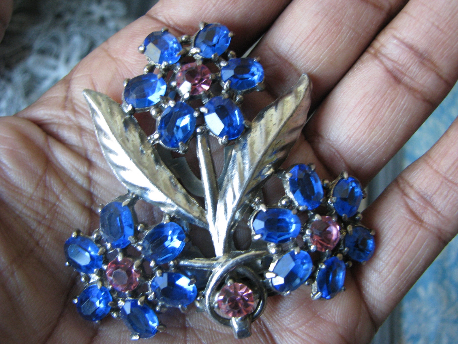 Art Deco Paste Dress Clip Pot Metal Flower Dress Clip Blue - Etsy