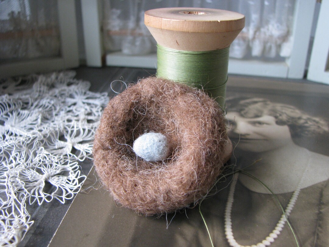 Hand Felted Wool Nest and Egg, Miniature Felted Art - Etsy