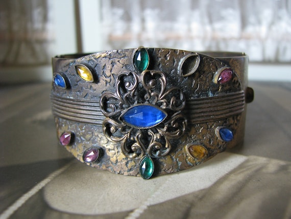 Art Deco Paste Bracelet, Colored Paste Bracelet, Vict… - Gem