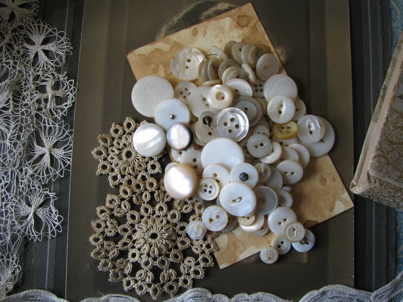 Closures & Fasteners Buttons 100 Antique Mother of Pearl Buttons ...
