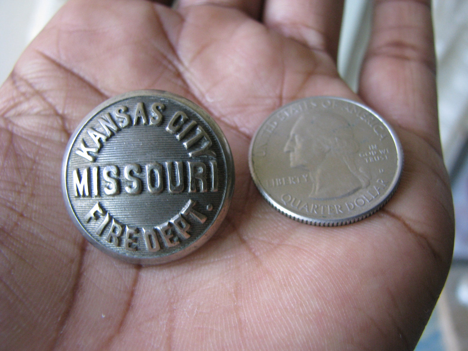 Antique Fire Department Button, Kansas City Fire Department, Charles A ...