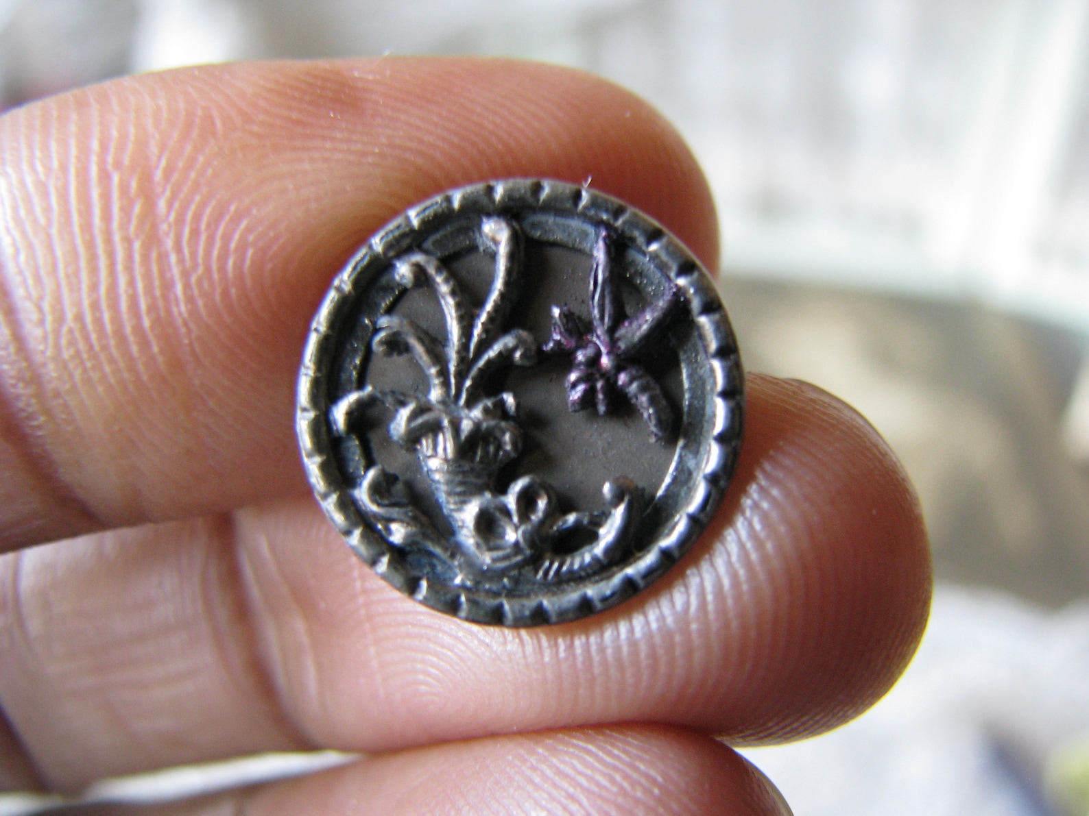 Antique Tin Button, Victorian Picture Button, Antique Picture Button ...