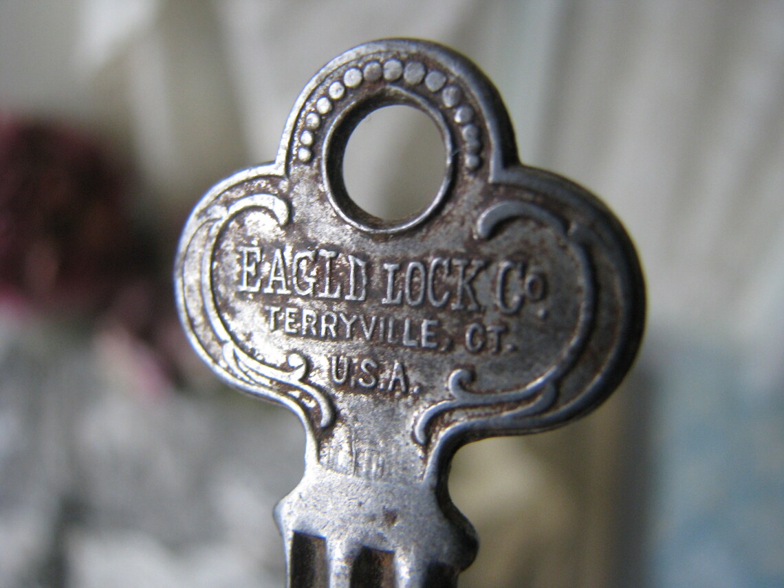 Antique Flat Key Eagle Lock Co. Flat Brass Key Antique Pin | Etsy