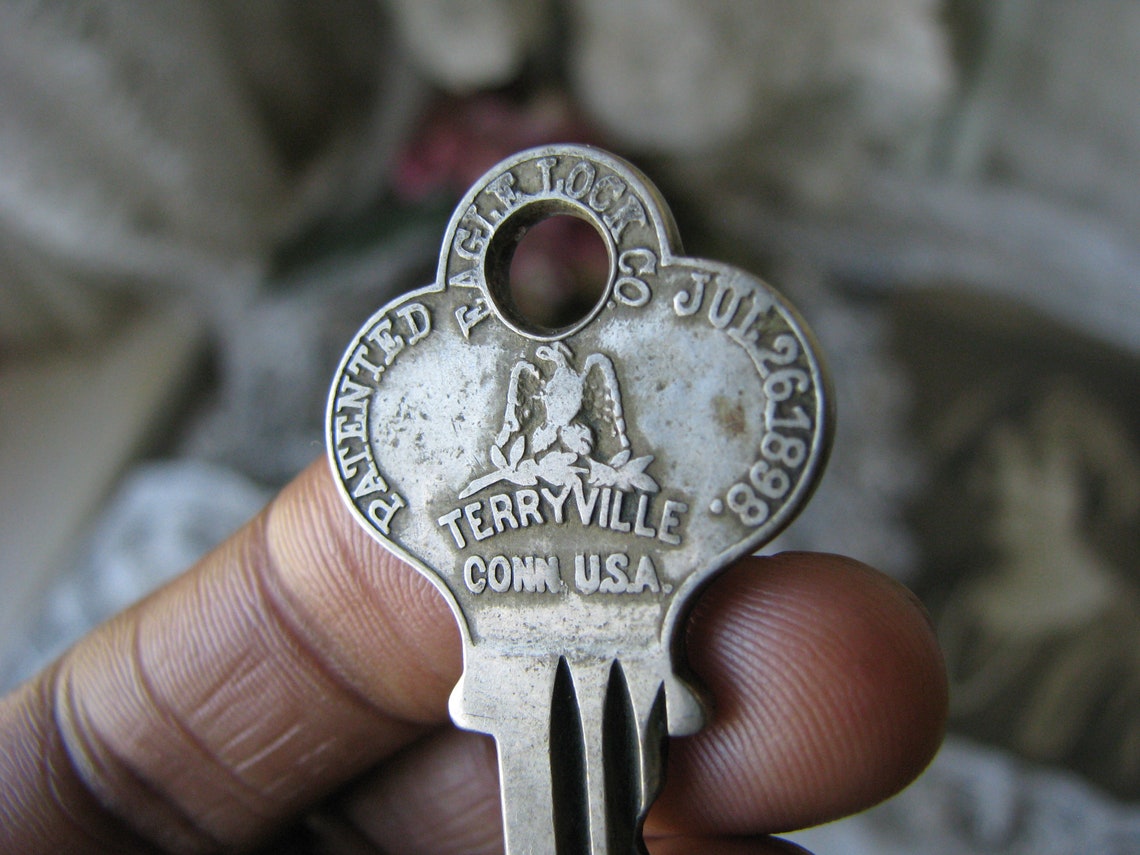 Antique Brass Key Eagle Lock Co. Flat Brass Key Antique Pin - Etsy