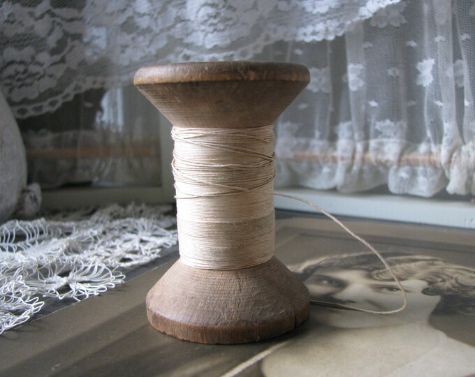 Antique Spool of Thread, Large Antique Spool, Antique Wooden Spool ...