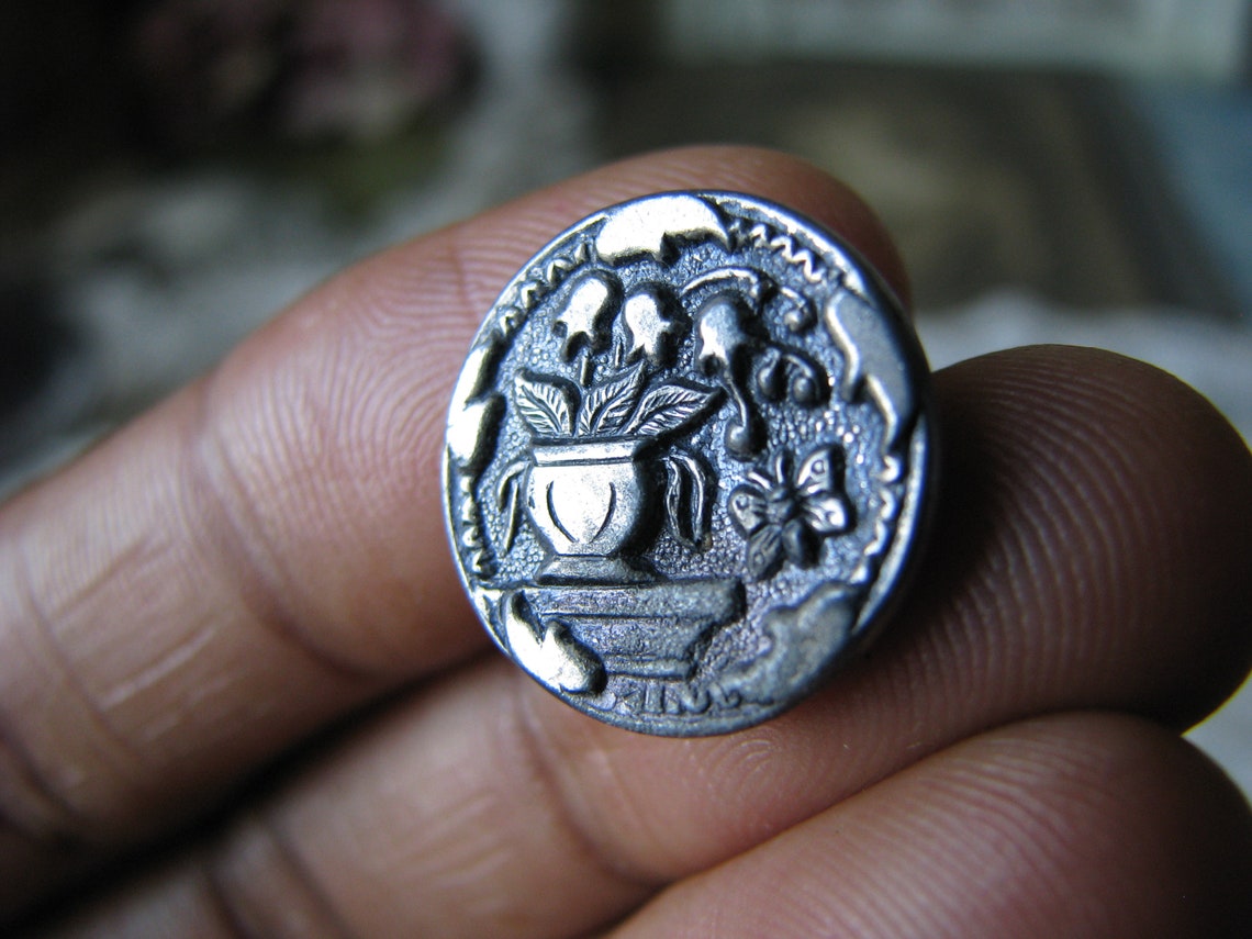 Antique Tin Button Victorian Picture Button Antique Picture - Etsy