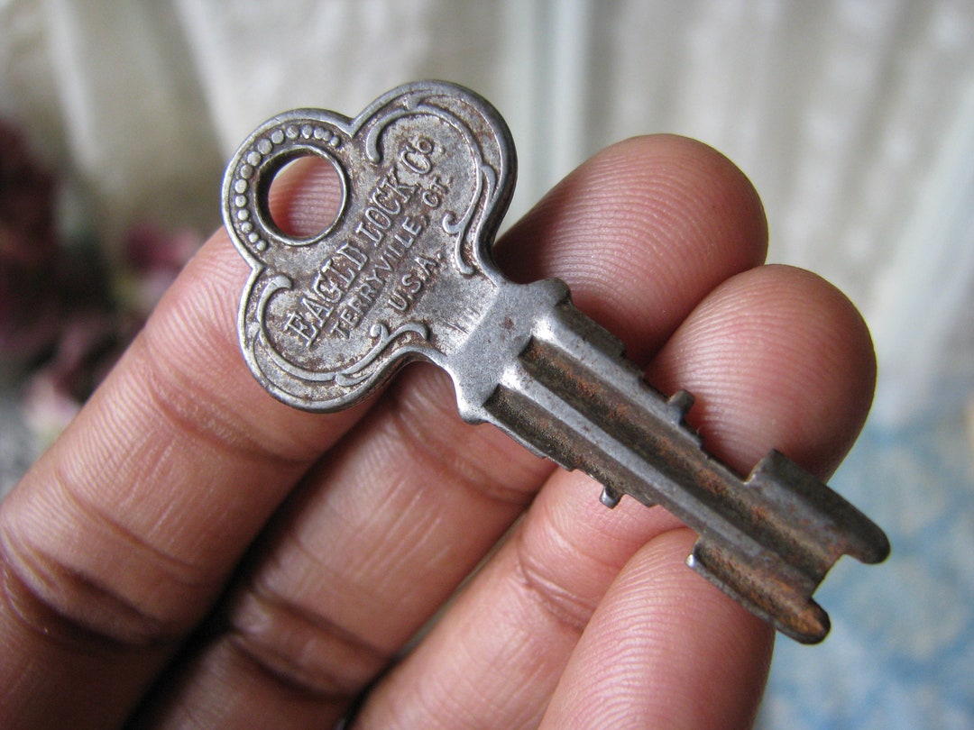 Antique Flat Key Eagle Lock Co. Flat Brass Key Antique Pin - Etsy