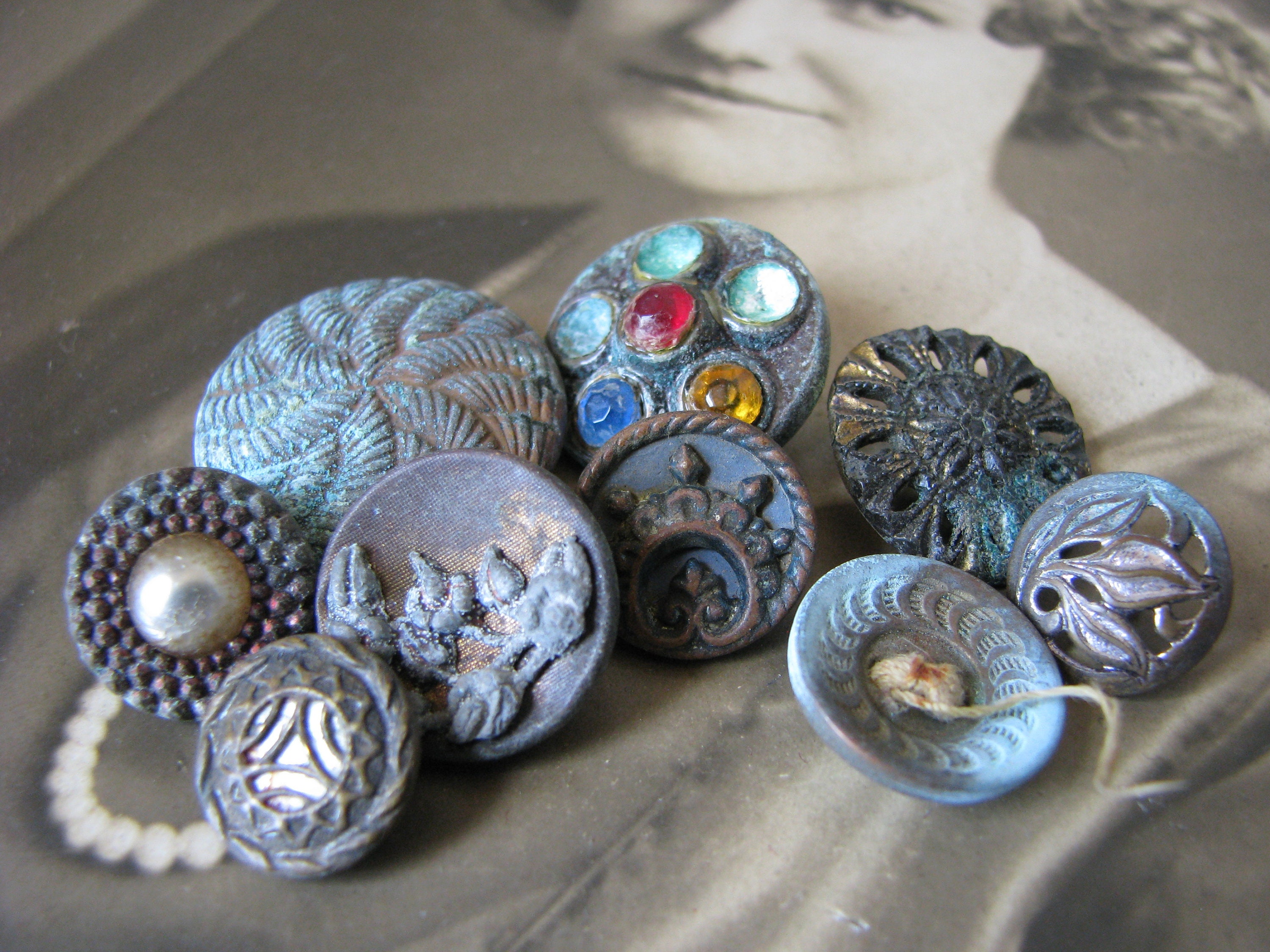 Antique Oxidized Buttons, Antique Rusty Buttons, Antique Verdigris ...