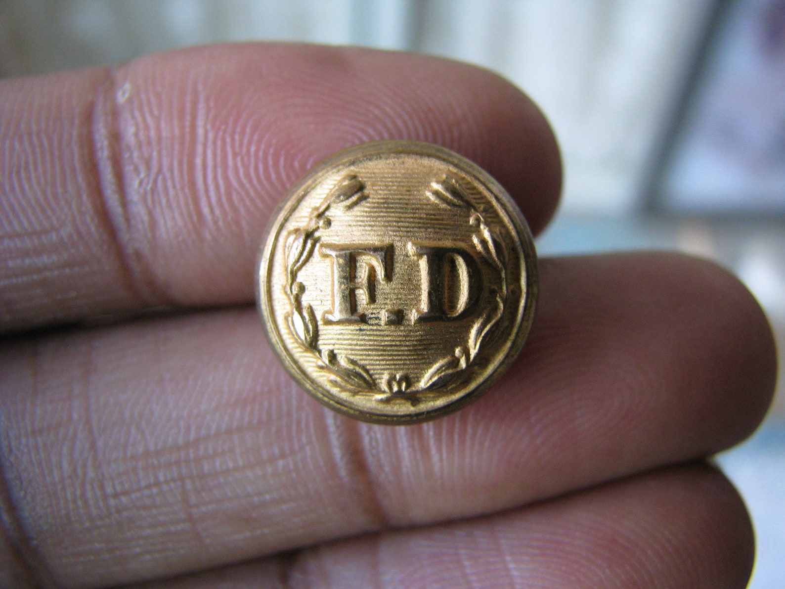 Antique Fire Department Button, Antique Brass Uniform Button, J. R ...