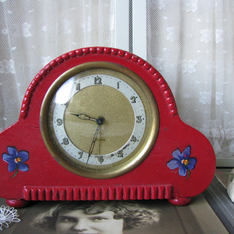 Red Kitchen Clock - Etsy