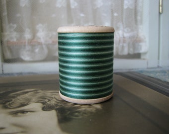 1 Large Antique French Wood Spool Ombre Blue Yellow Brown Green Silk ...