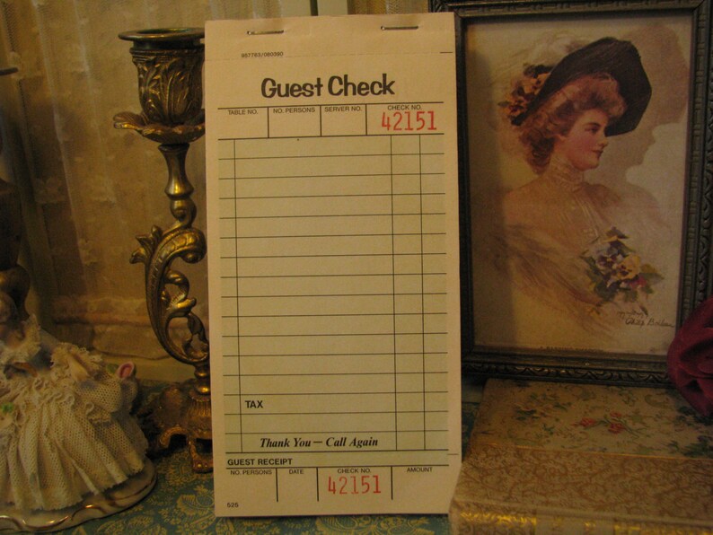 12 Vintage Diner Style Guest Check Slips Journaling Cards Junk | Etsy