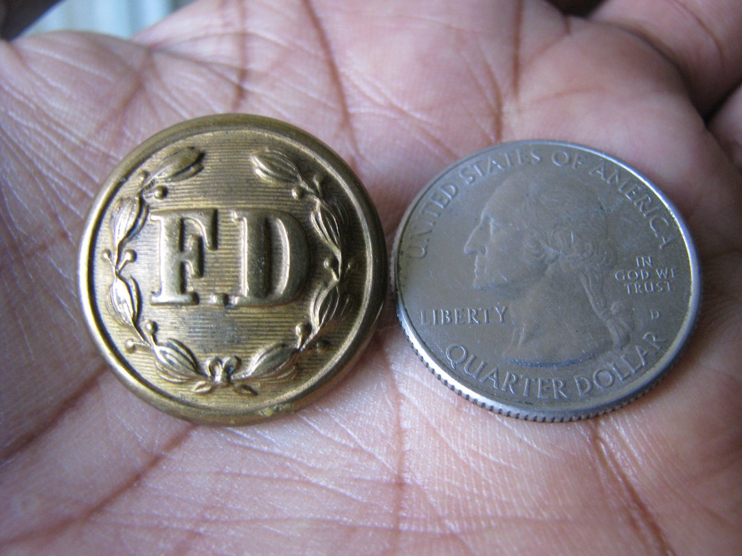 Antique Fire Department Button, Antique Brass Uniform Button, J. R ...