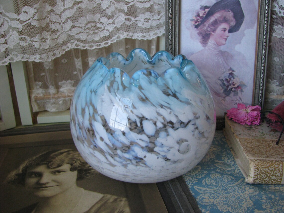 Spangle Glass Rose Bowl Victorian Glass Rose Bowl Murrhina | Etsy