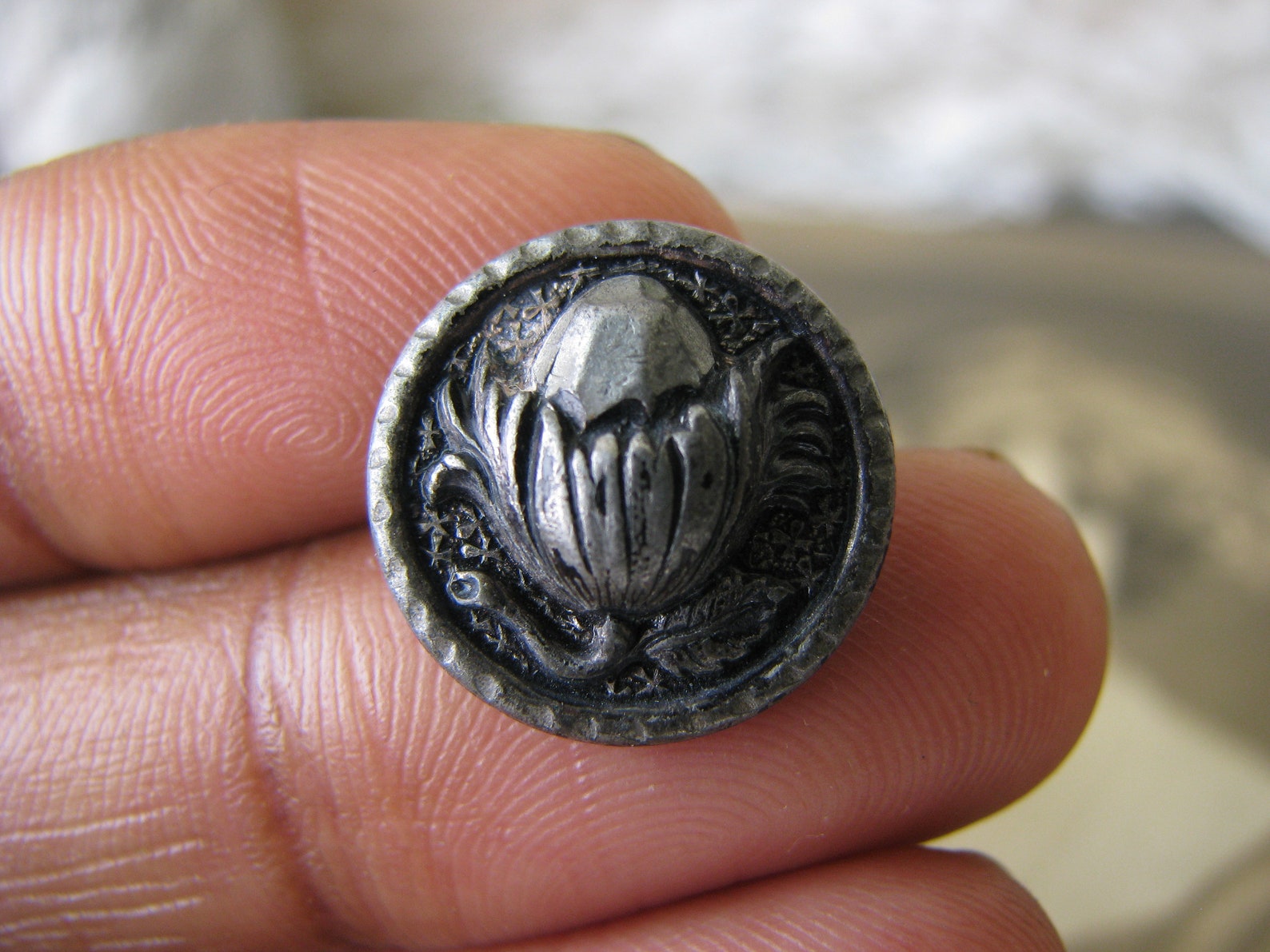 Antique Pewter Button Victorian Pewter Button Antique Picture | Etsy