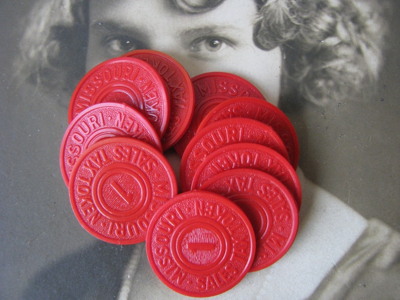 Vintage Sales Tax Tokens Red Plastic Tokens 1940's Tax | Etsy