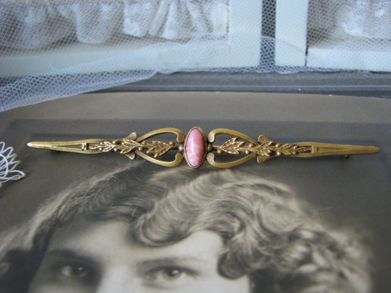 Antique Bar Brooch, Victorian Bar Brooch, Faux Coral … - Gem