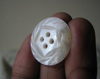 Antique Carved Shell Button, Antique Mother of Pearl Button, Mother of ...