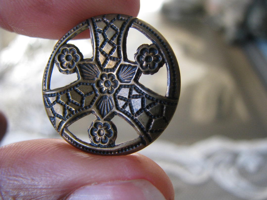 Antique Victorian Brass Openwork Button, 7/8'' - Etsy