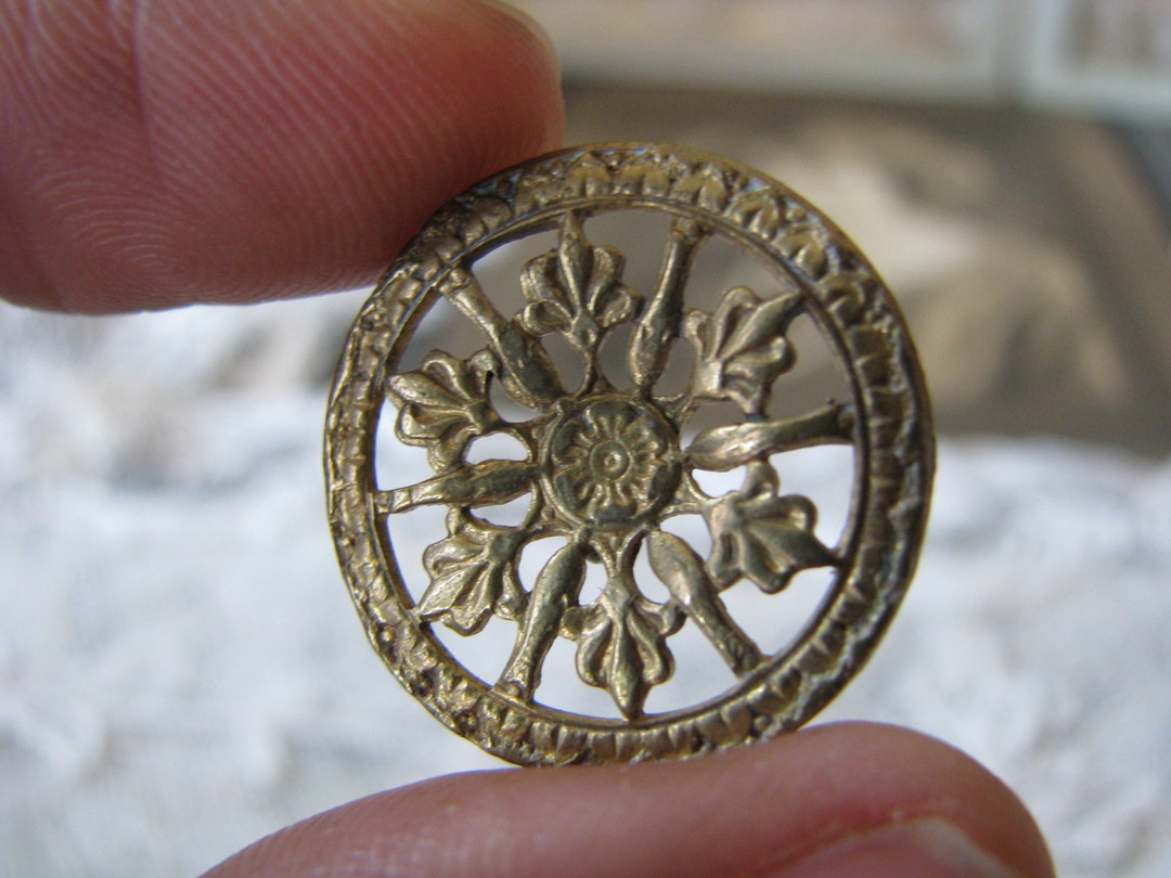 Antique Victorian Brass Openwork Button, 7/8" - Etsy