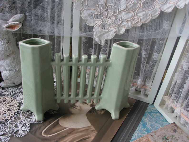 Art Deco Pickett Fence Pottery Vase, Double Bud Vase, 1930s Novelty - Etsy