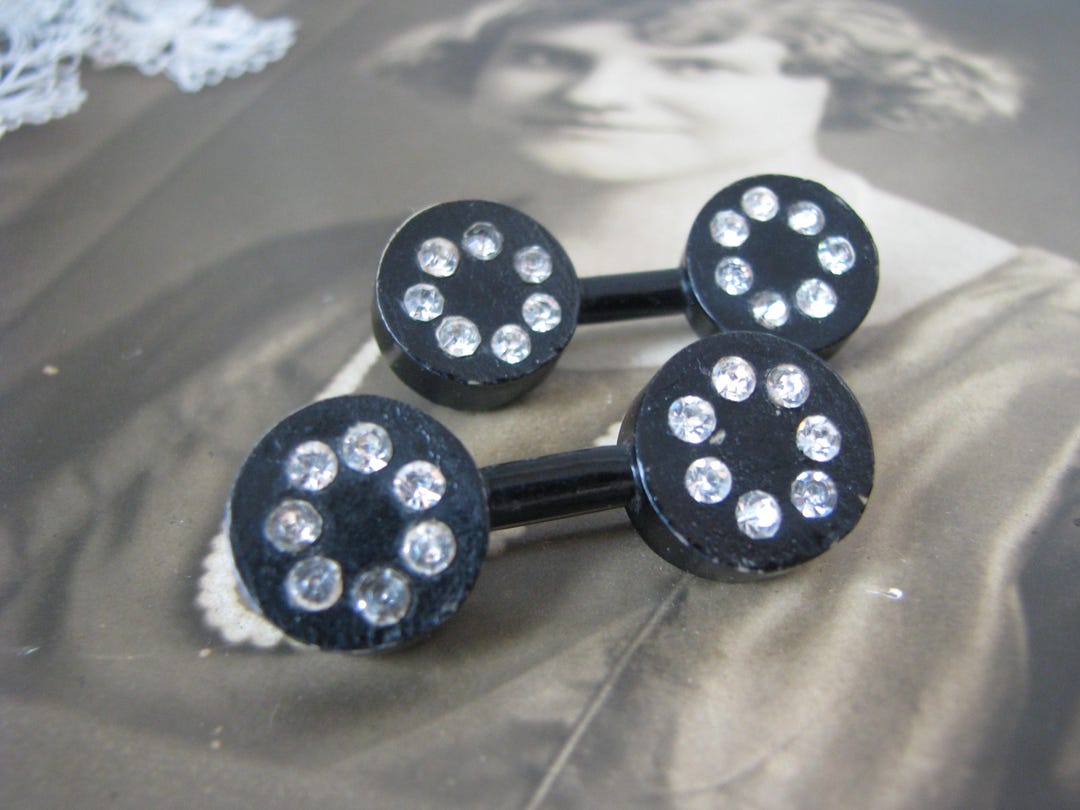 Vintage Art Deco Celluloid Shoe Pins, Paste Stones - Etsy