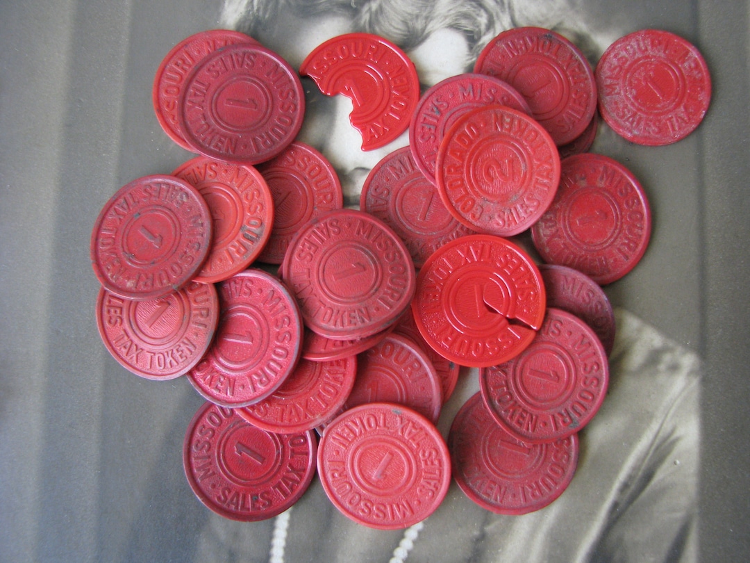 Vintage Missouri Sales Tax Tokens, 1940s Red Plastic Tokens - Etsy