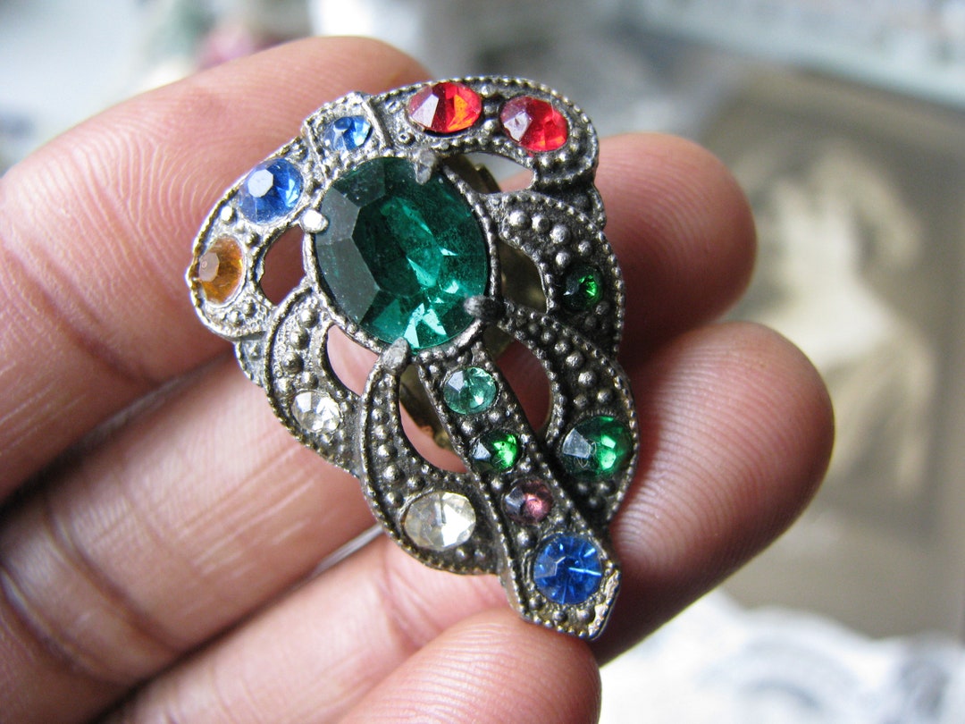 Art Deco Dress Clip, Art Deco Paste Dress Clip, Colored Paste Dress ...