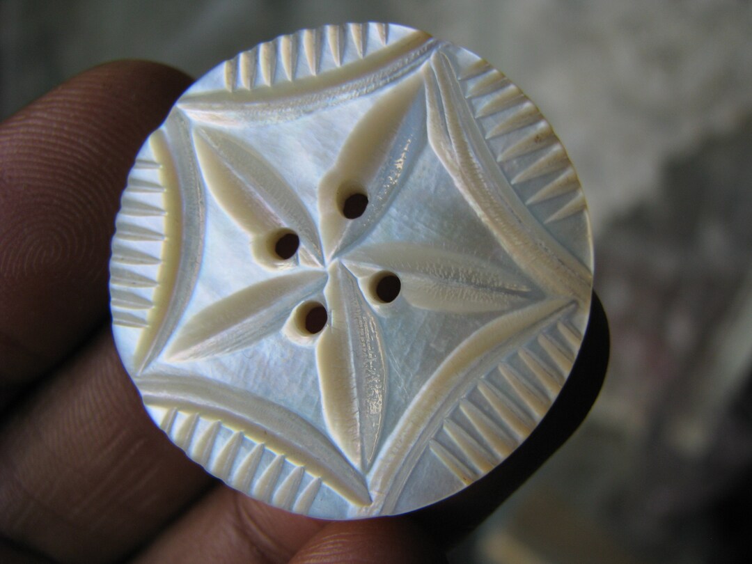 Antique Carved Shell Button, Antique Mother of Pearl Button, Mother of ...