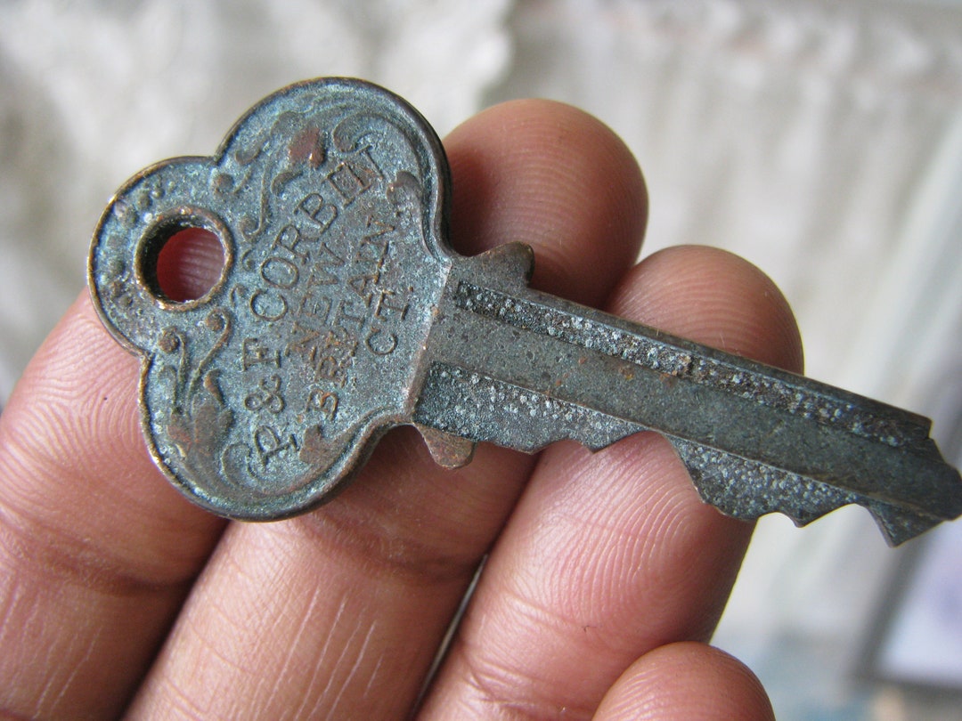 Antique Brass Key, Flat Brass Key, P&F Corbin Lock Co., Antique Pin ...