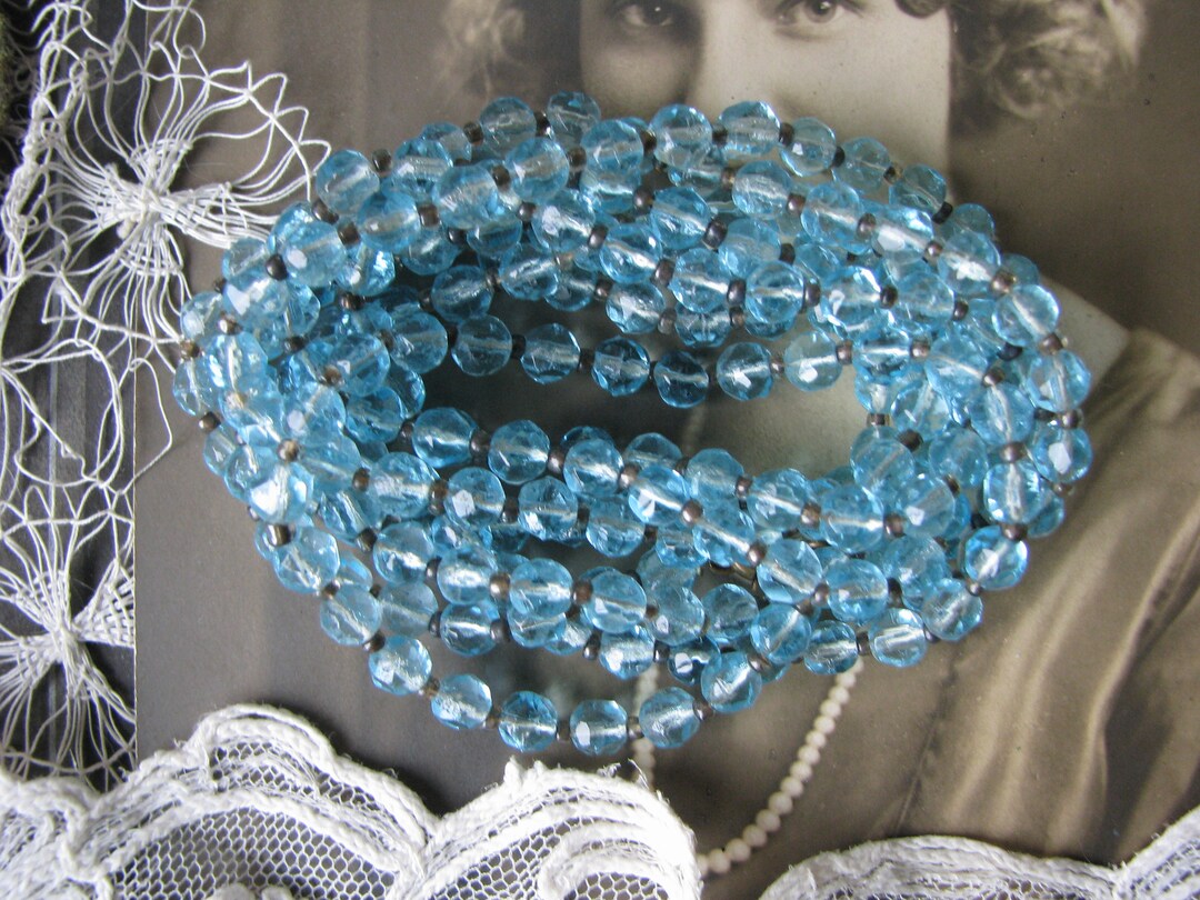 1920's Glass Bead Necklace, Flapper Beads Necklace, Long Bead Necklace ...