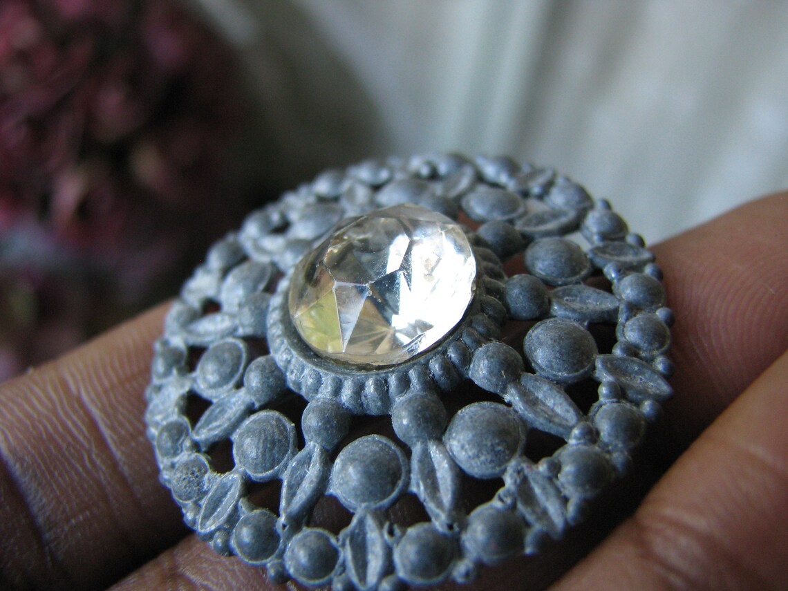 Antique Openwork Button Large Pewter Button Antique Paste | Etsy