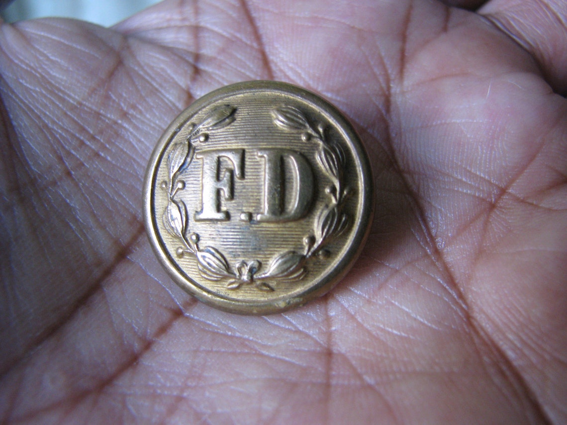 Antique Fire Department Button Antique Brass Uniform Button | Etsy