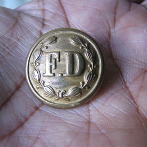 Antique Fire Department Button, Antique Brass Uniform Button, J. R ...