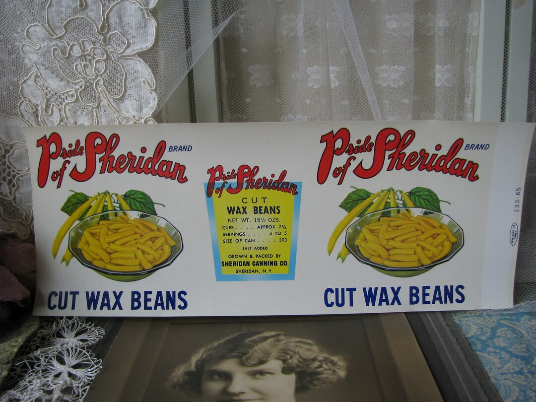 1930's Can Label, Vintage Wax Beans Label, Pride of Sheridan Can Label ...