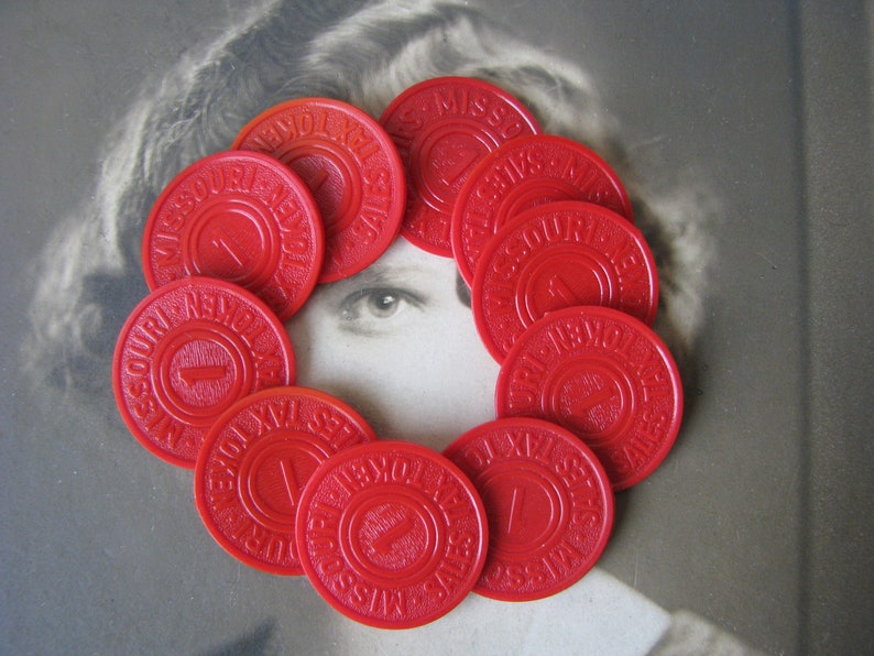 Vintage Missouri Sales Tax Tokens, Red Plastic, 1940s, Set of 10 - Etsy