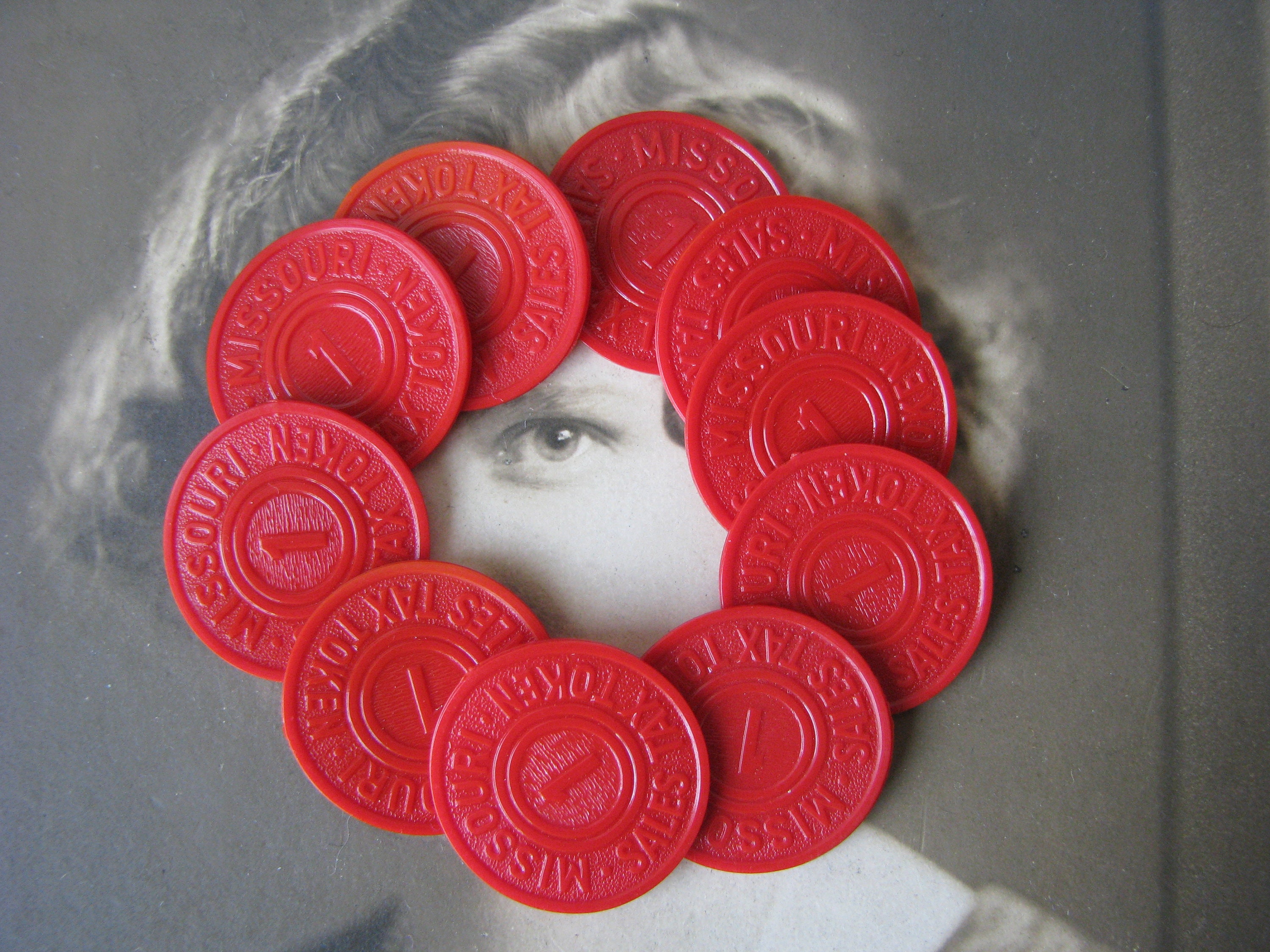 Vintage Missouri Red Plastic Sales Tax Tokens, 1940s, Set of 10 - Etsy