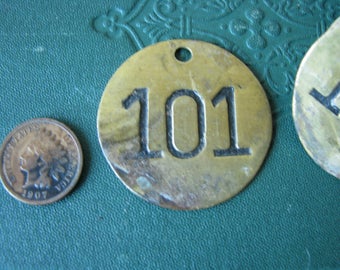 Vintage 1930's Brass Cow Tag, Vintage Numbered Cow Tag, Vintage Round ...