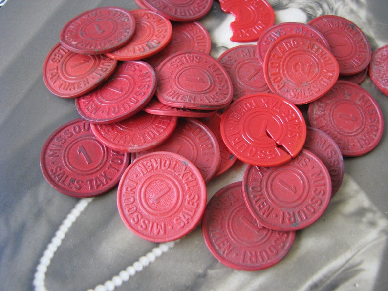 Vintage Sales Tax Tokens Red Plastic Tokens 1940's Tax - Etsy