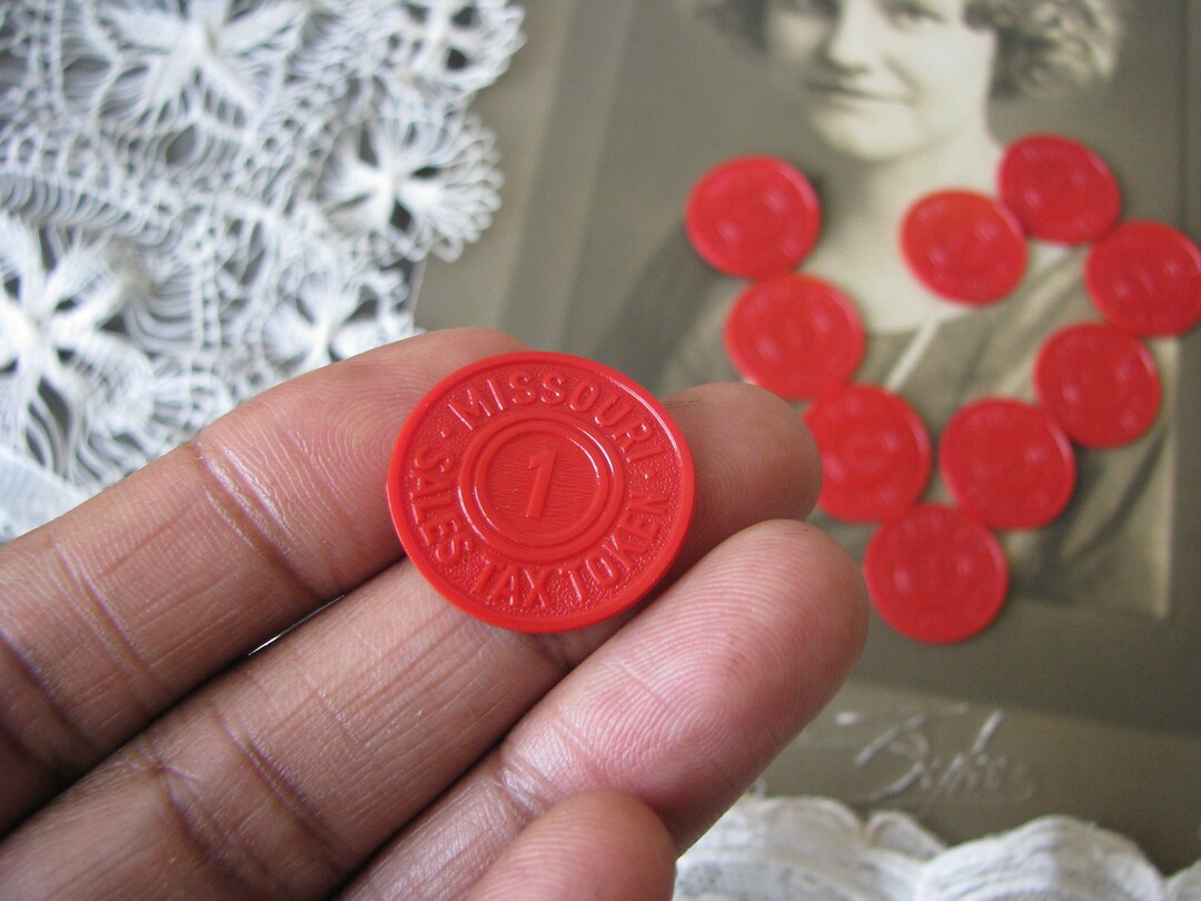 Vintage Missouri Red Plastic Sales Tax Tokens, 1940s, Set of 10 - Etsy