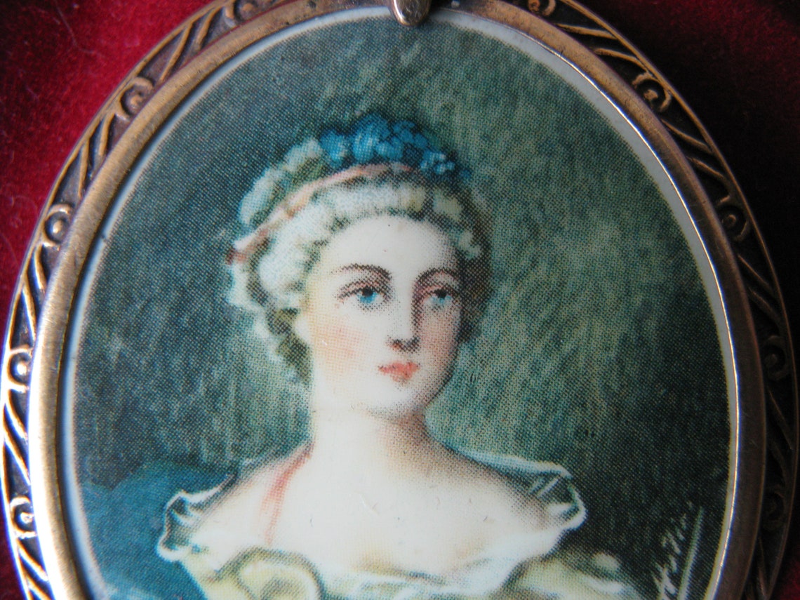 Antique Gold Filled Celluloid Cameo Brooch, 1930s Painted Portrait - Etsy